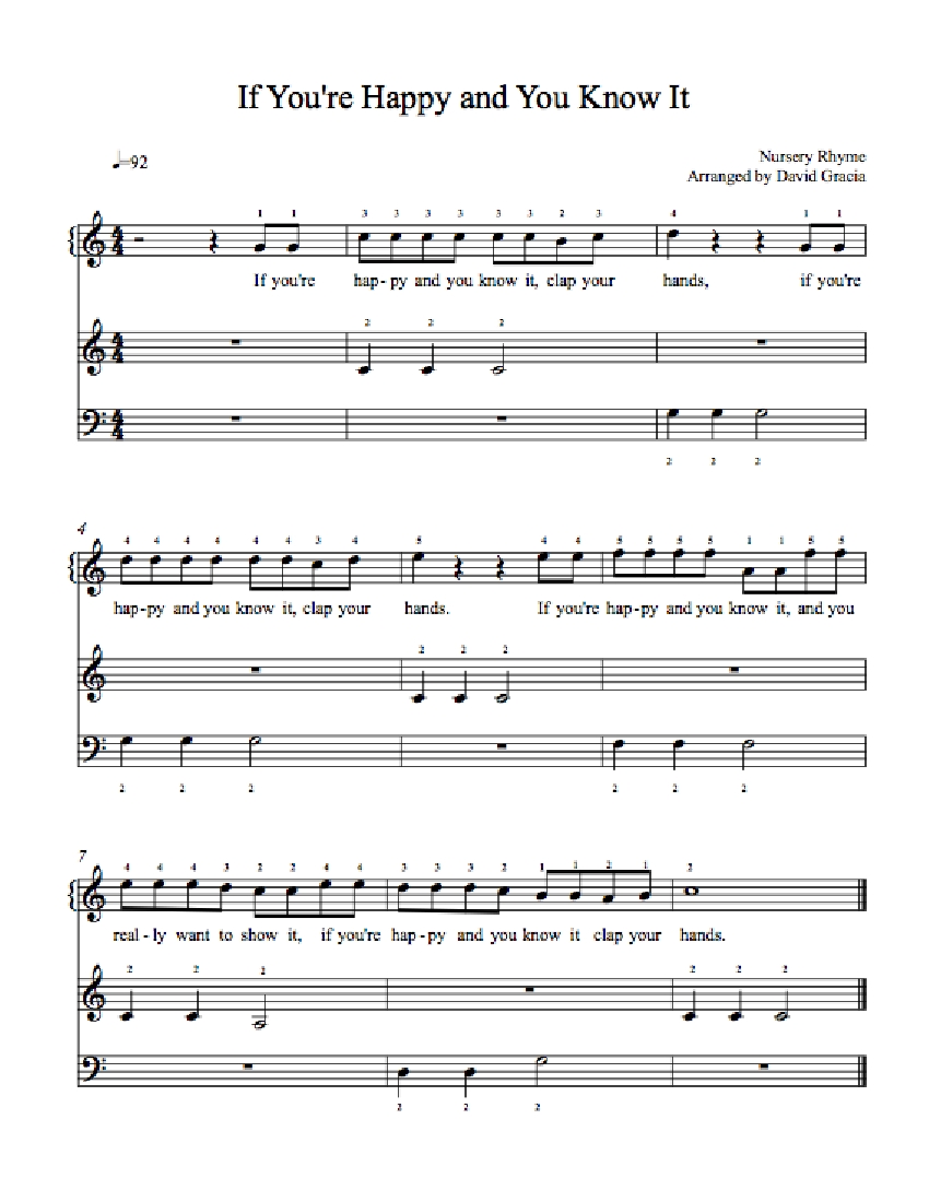 If You're Happy And You Know It by Nursery Rhyme Piano Sheet Music ...